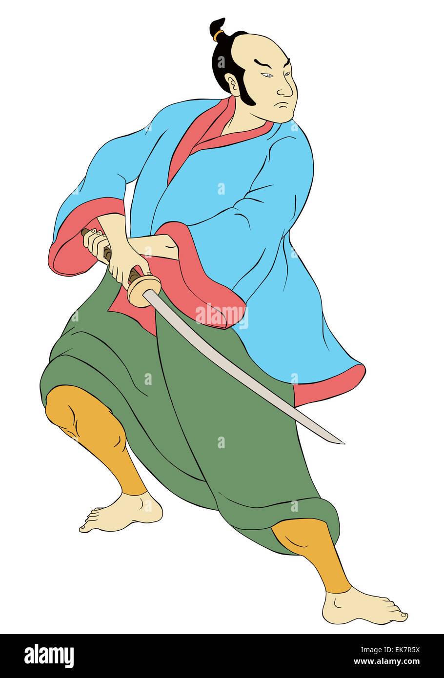 Samurai warrior with katana sword fighting stance Stock Photo - Alamy