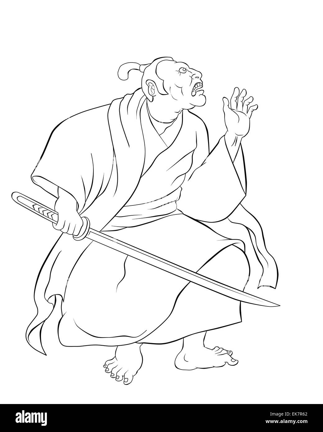 Samurai warrior with katana sword fighting stance Stock Photo - Alamy