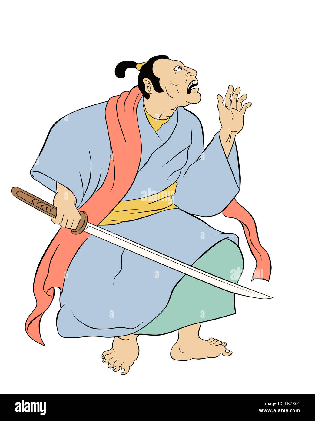 Samurai warrior with katana sword fighting stance Stock Photo - Alamy