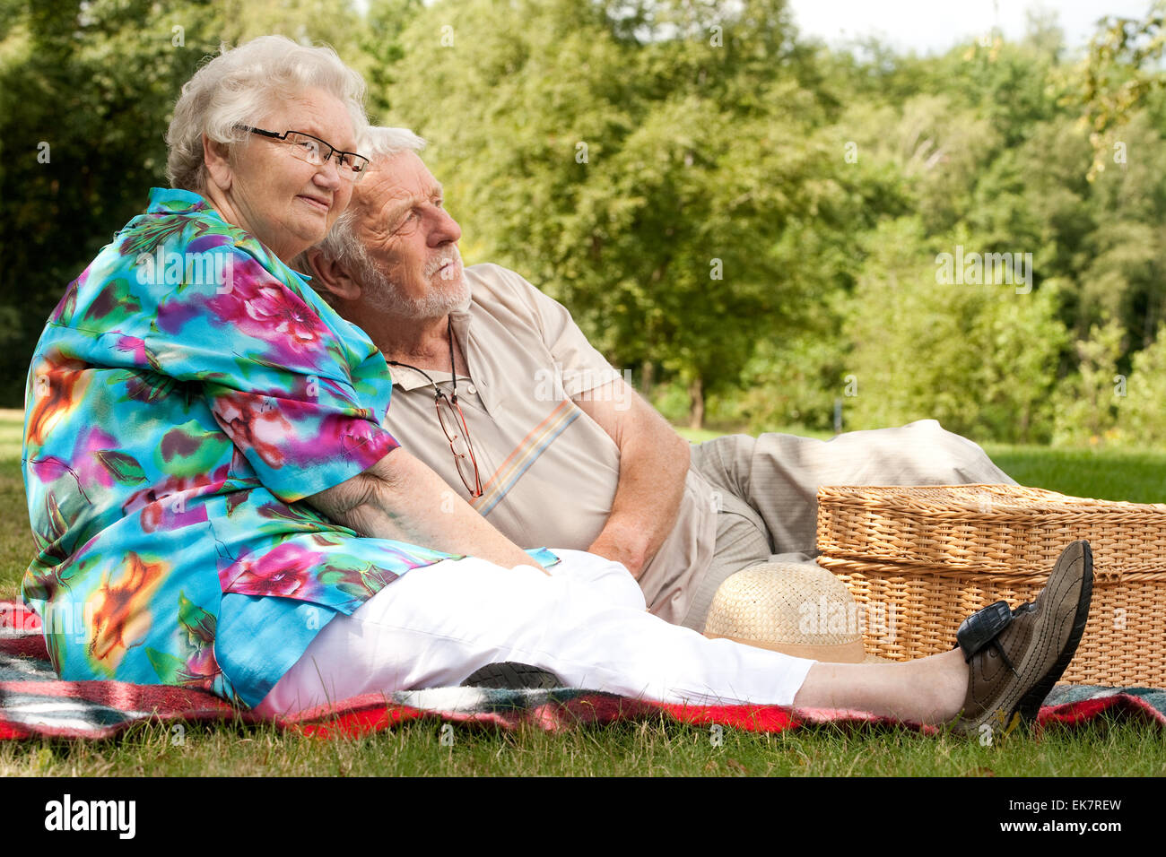 Older couple enjoying picnic in hi-res stock photography and images - Alamy