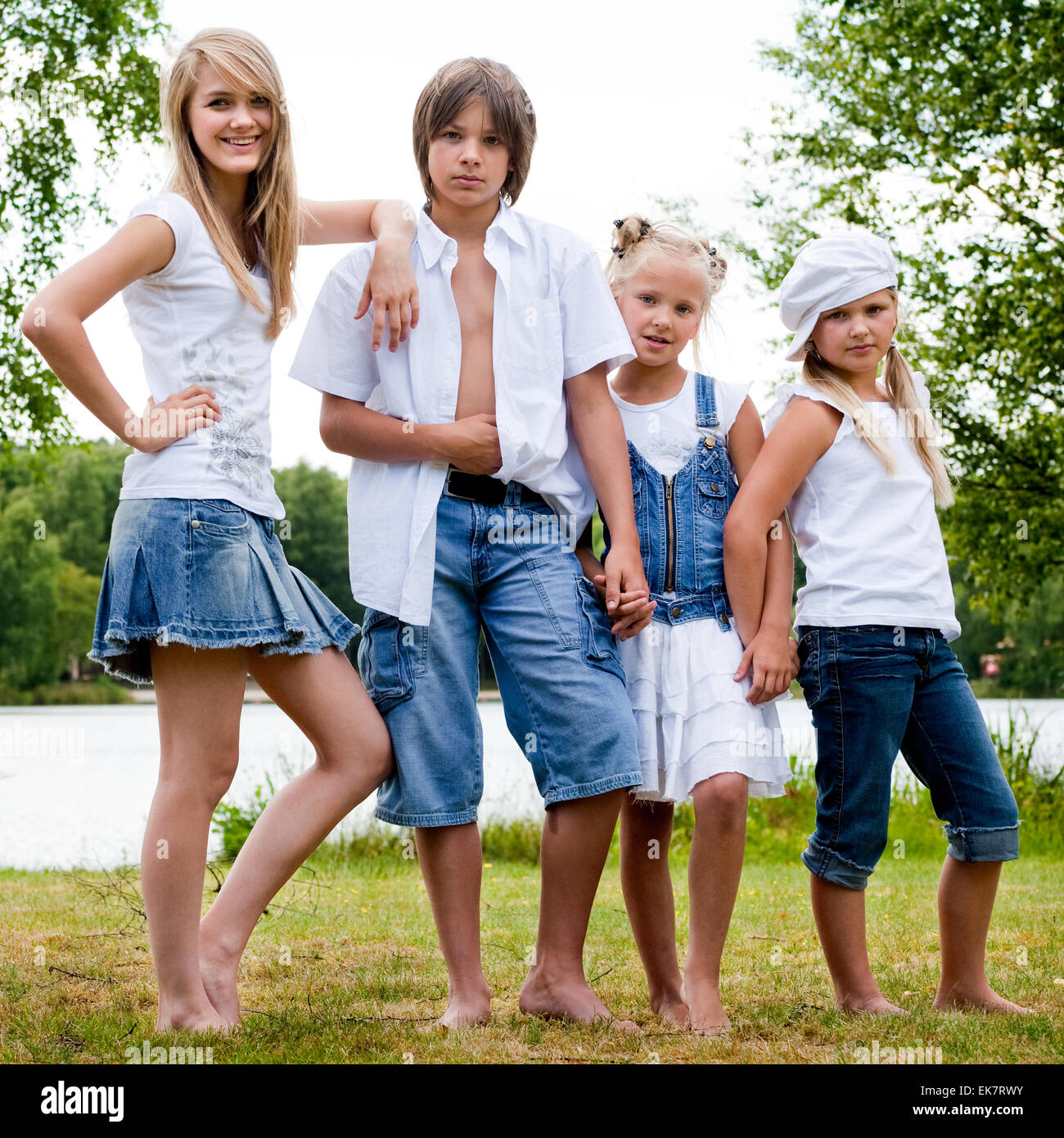 The jeans family Stock Photo - Alamy