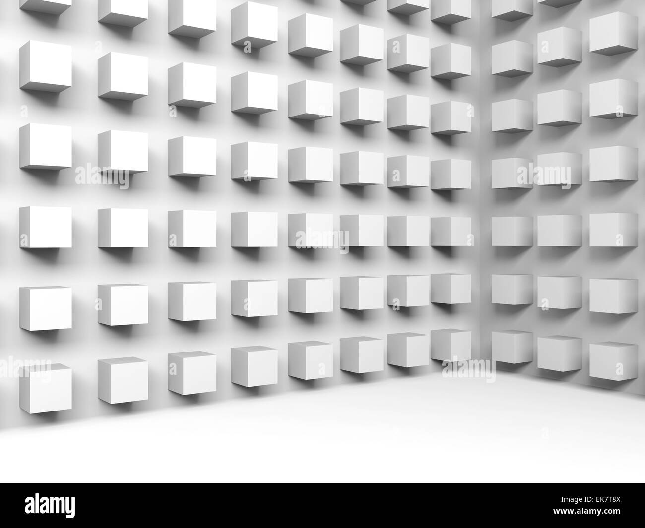 Abstract architecture background with relief cubes pattern on walls, 3d ...