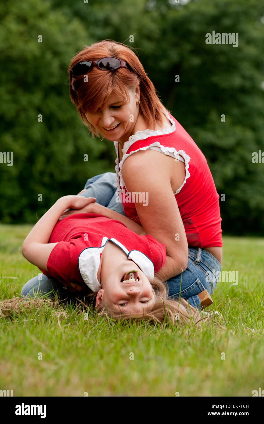 Smiling with my mother Stock Photo - Alamy
