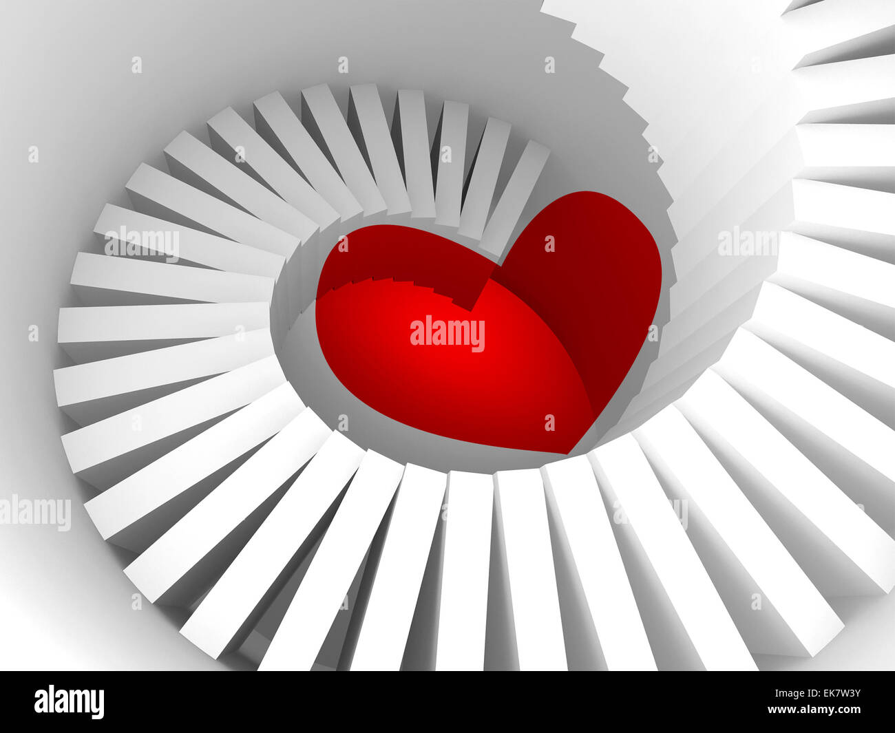 The way to the heart, 3d illustration metaphor with white spiral ...