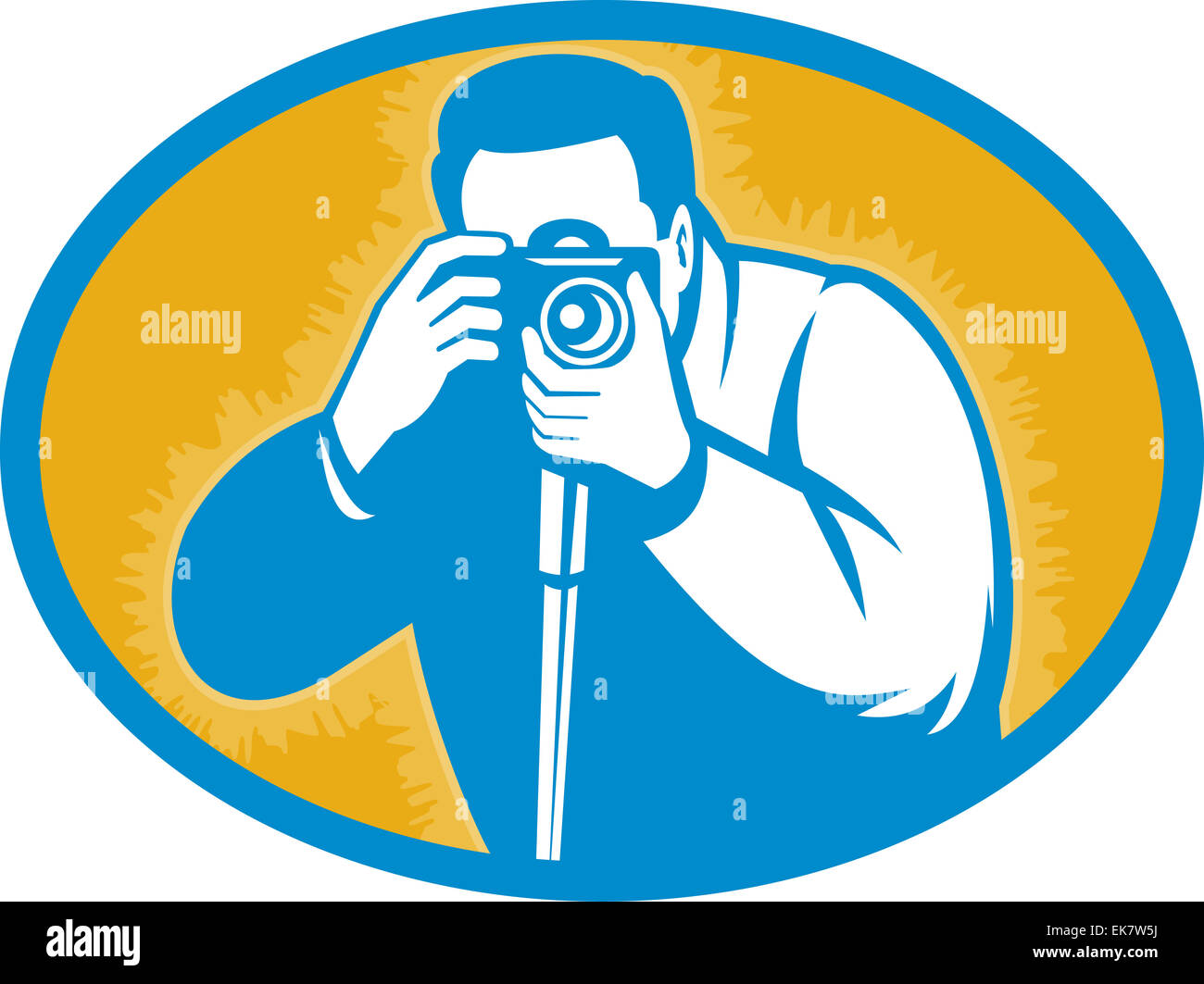 Photographer with dslr camera shooting front Stock Photo - Alamy