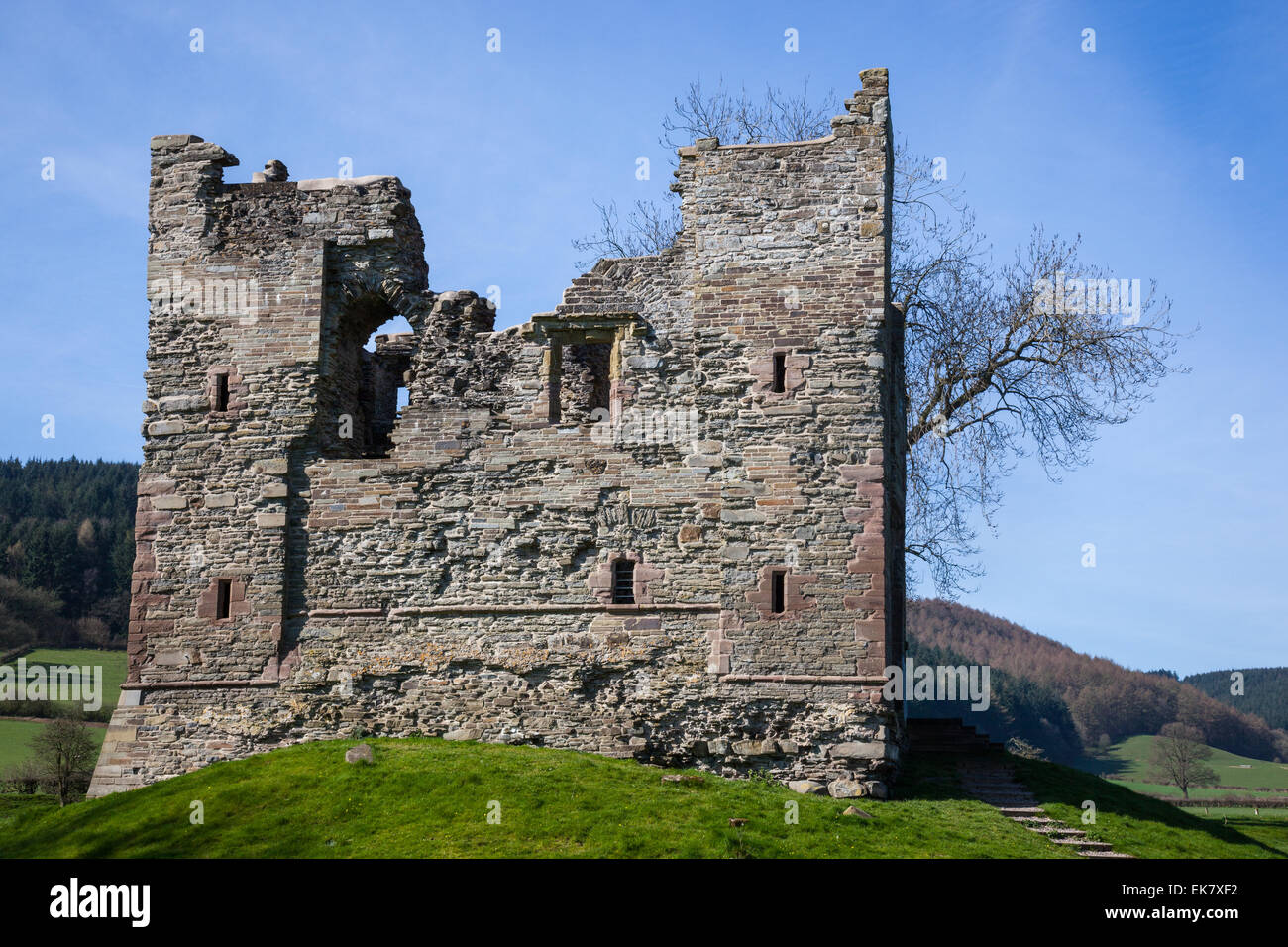 The keep of Hopton castle, in the village of Hopton Castle, Shropshire ...