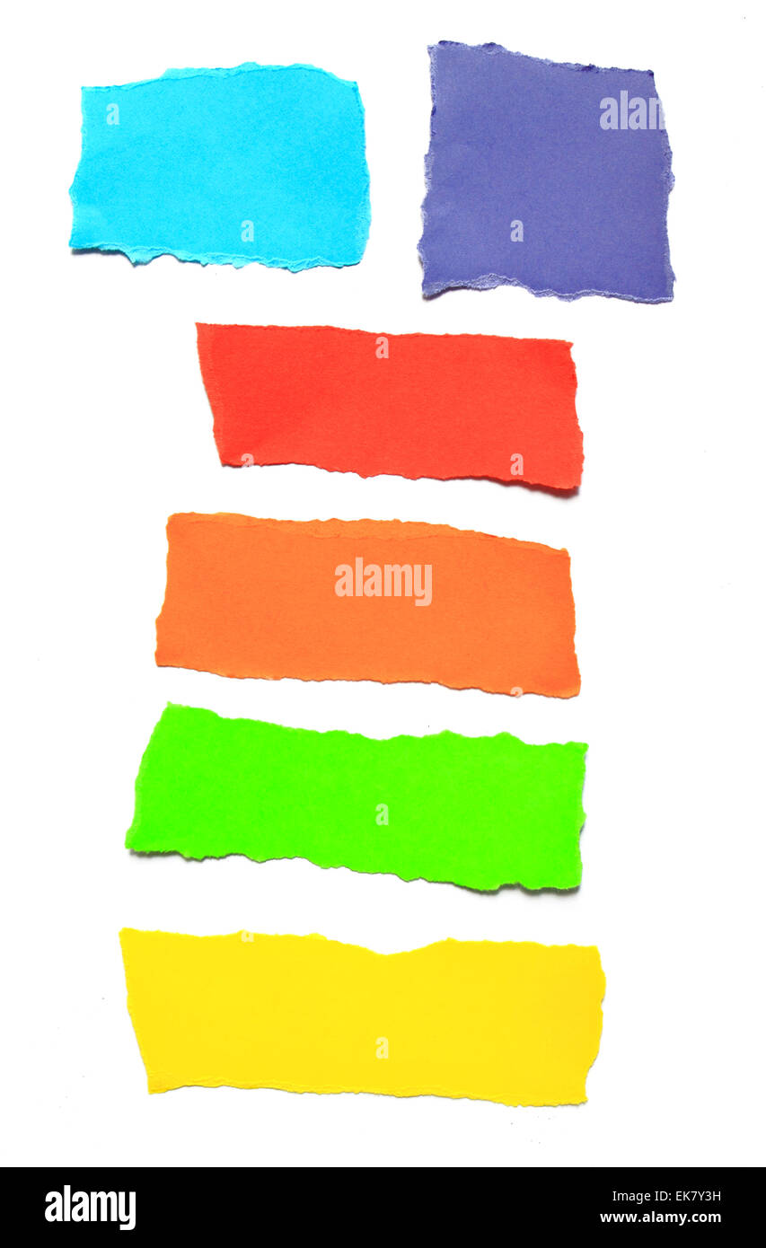 pieces of torn papers various color isolated Stock Photo - Alamy