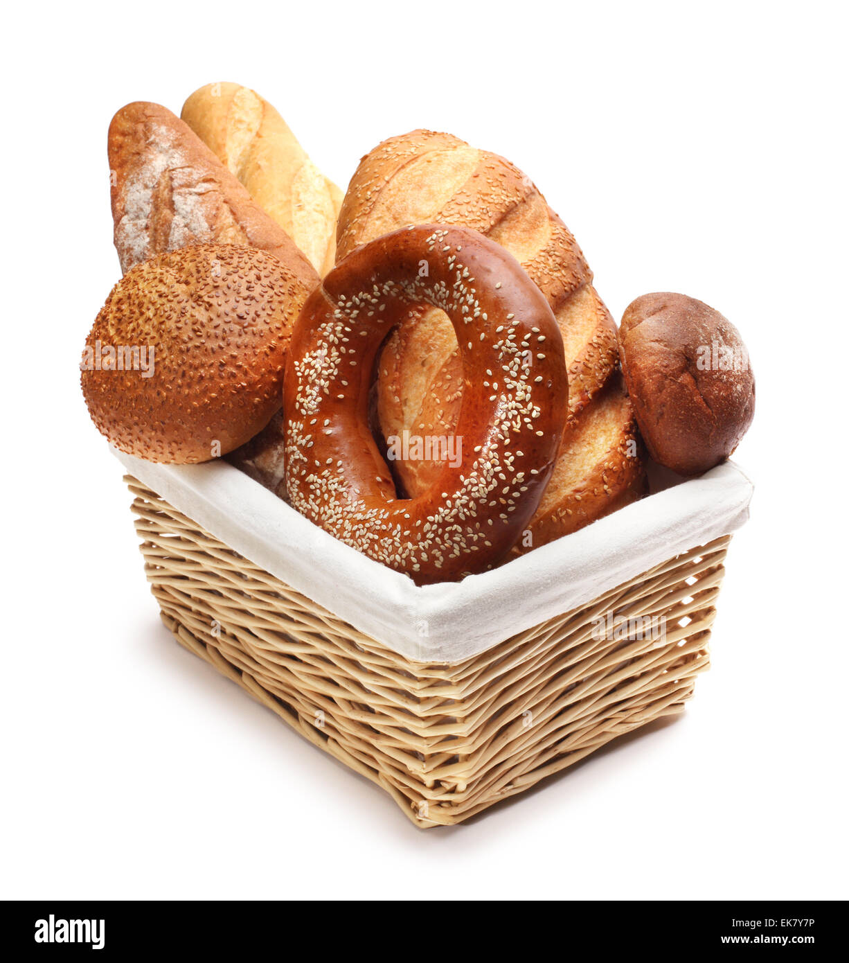 baked bread in basket Stock Photo - Alamy