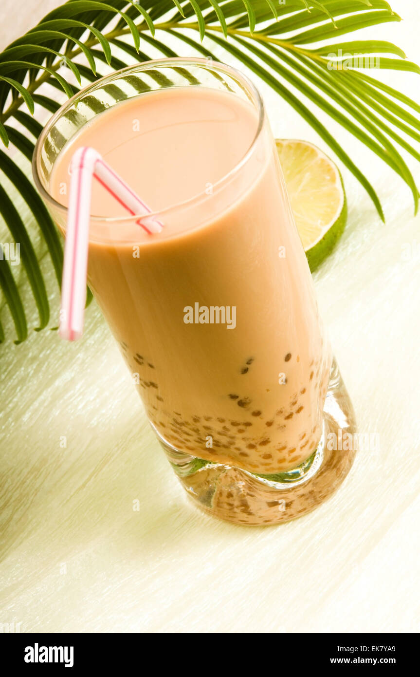 Pearl milk drink on white. Bubble tea Stock Photo - Alamy