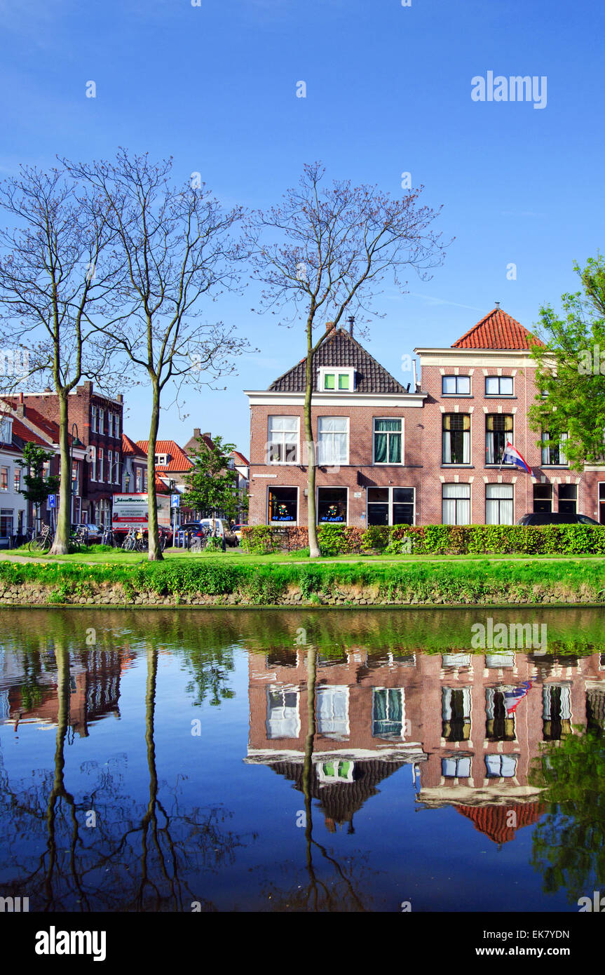 A typical Dutch street in the Delph. Netherlands Stock Photo - Alamy