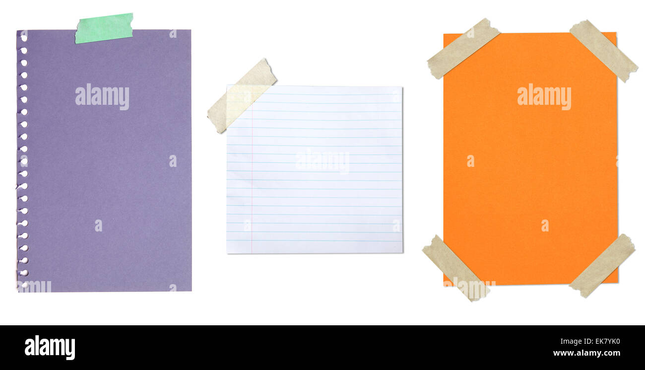 Collection of blank paper stuck with tape Stock Photo - Alamy