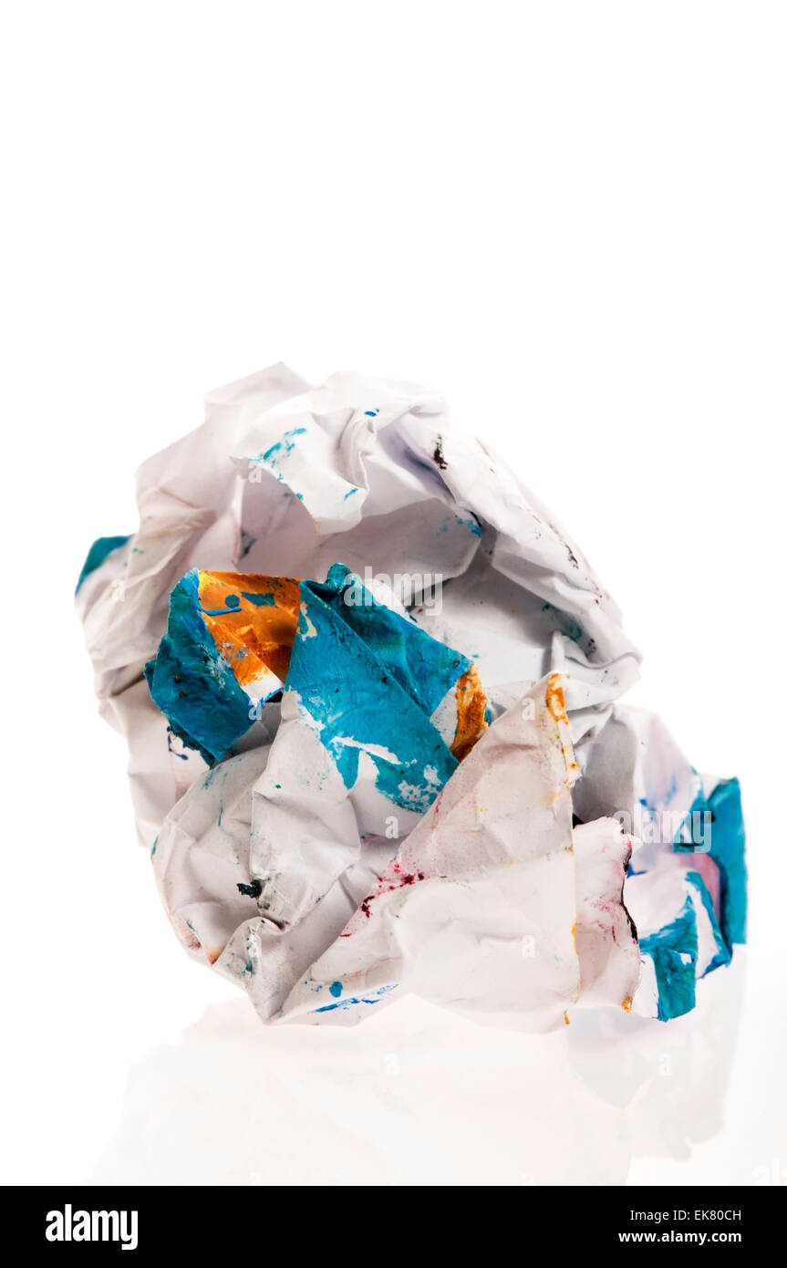 Crumpled paper isolated over white Stock Photo - Alamy