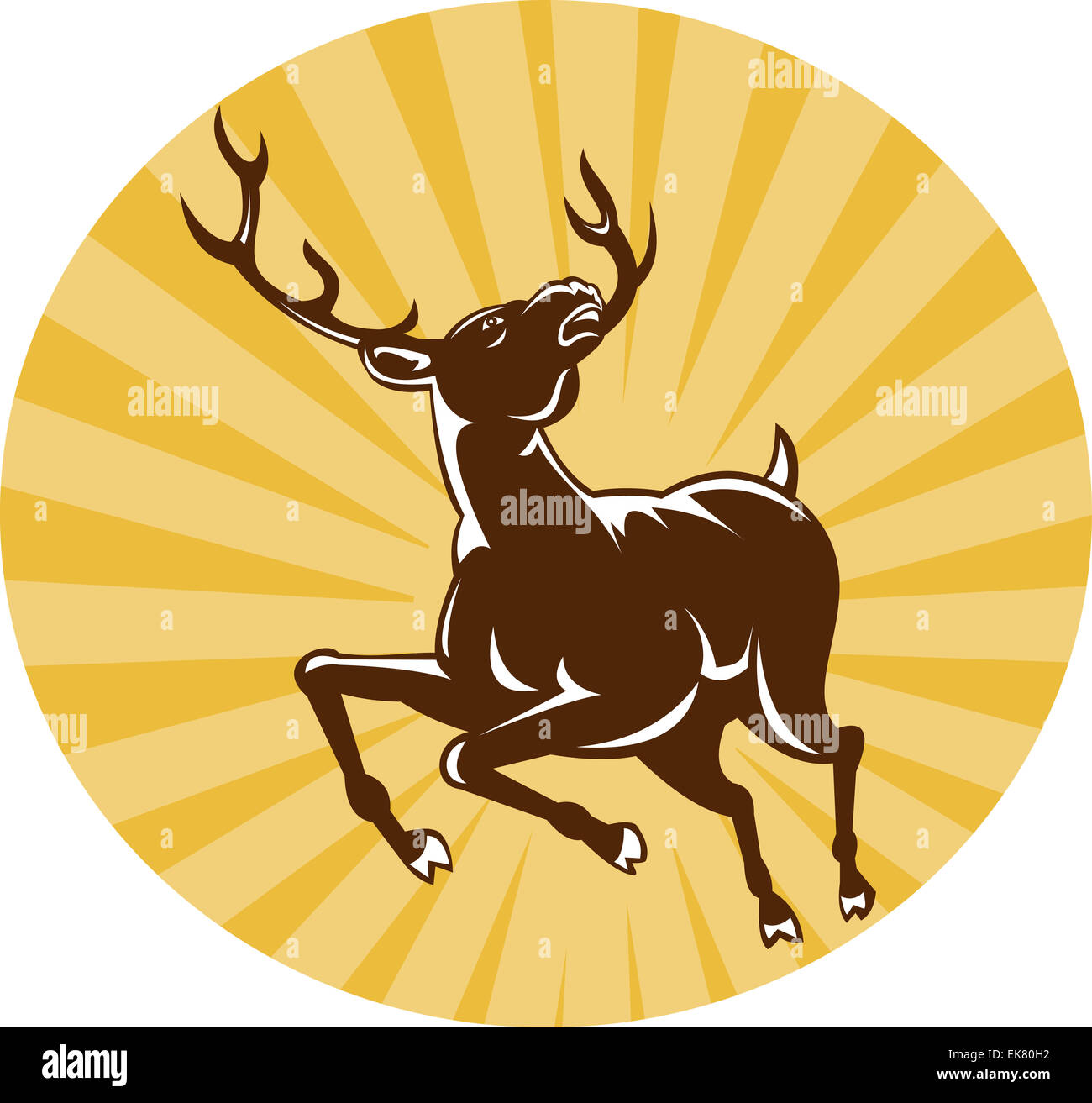 stag deer jumping Stock Photo - Alamy