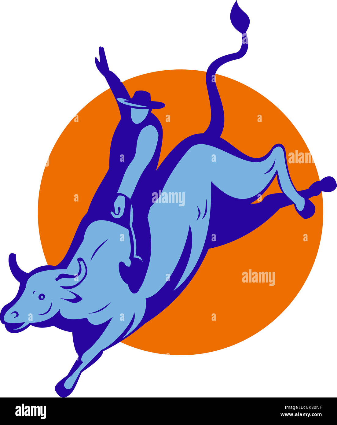 Rodeo cowboy bull riding Stock Photo - Alamy