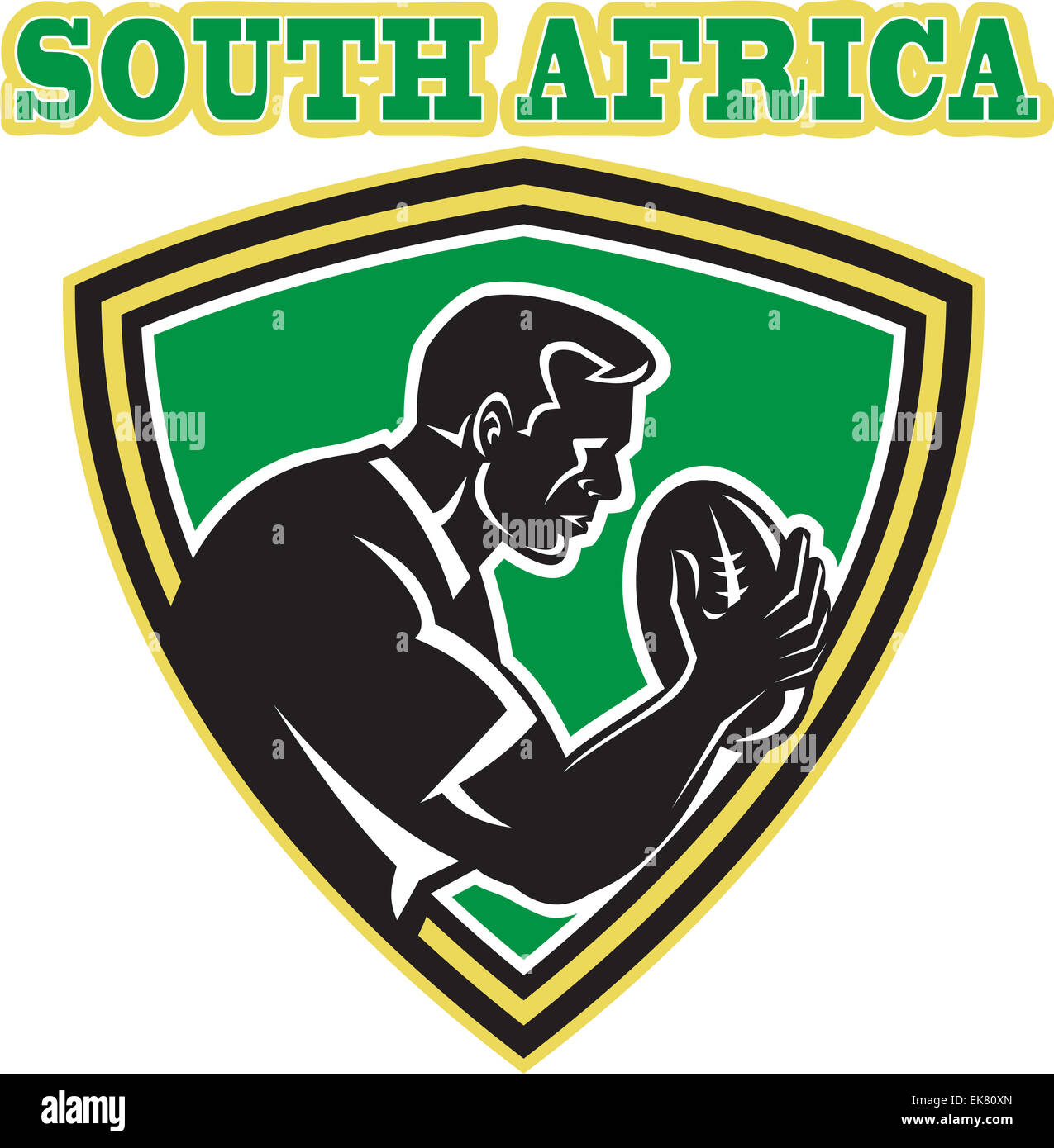 Rugby player South Africa shield Stock Photo - Alamy