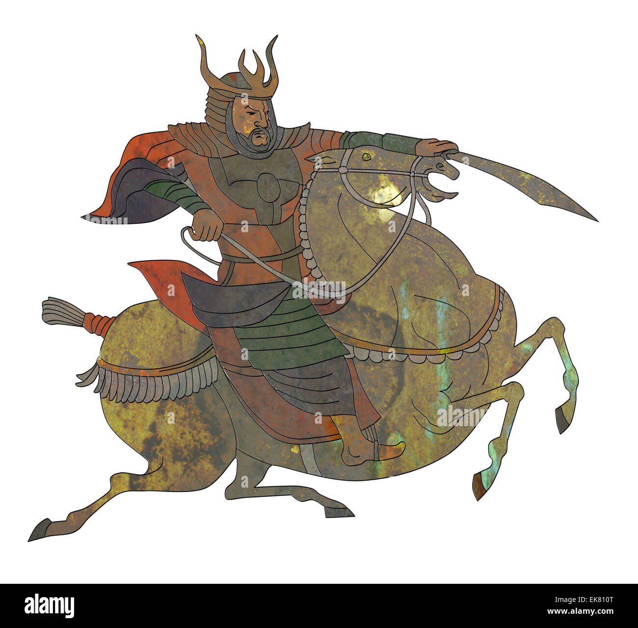 Samurai warrior with sword riding horse Stock Photo - Alamy