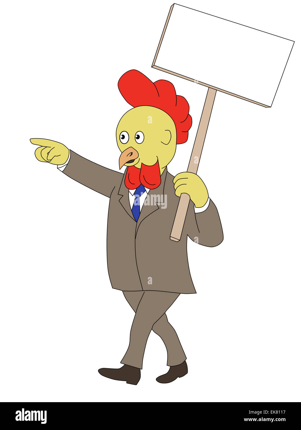 cartoon rooster chicken walking placard sign Stock Photo - Alamy