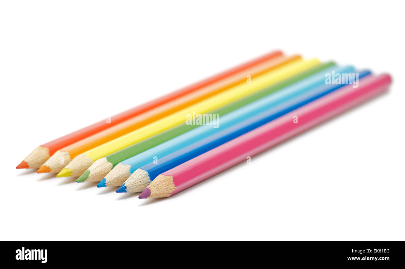 Multi colored pencils background Cut Out Stock Images & Pictures - Alamy
