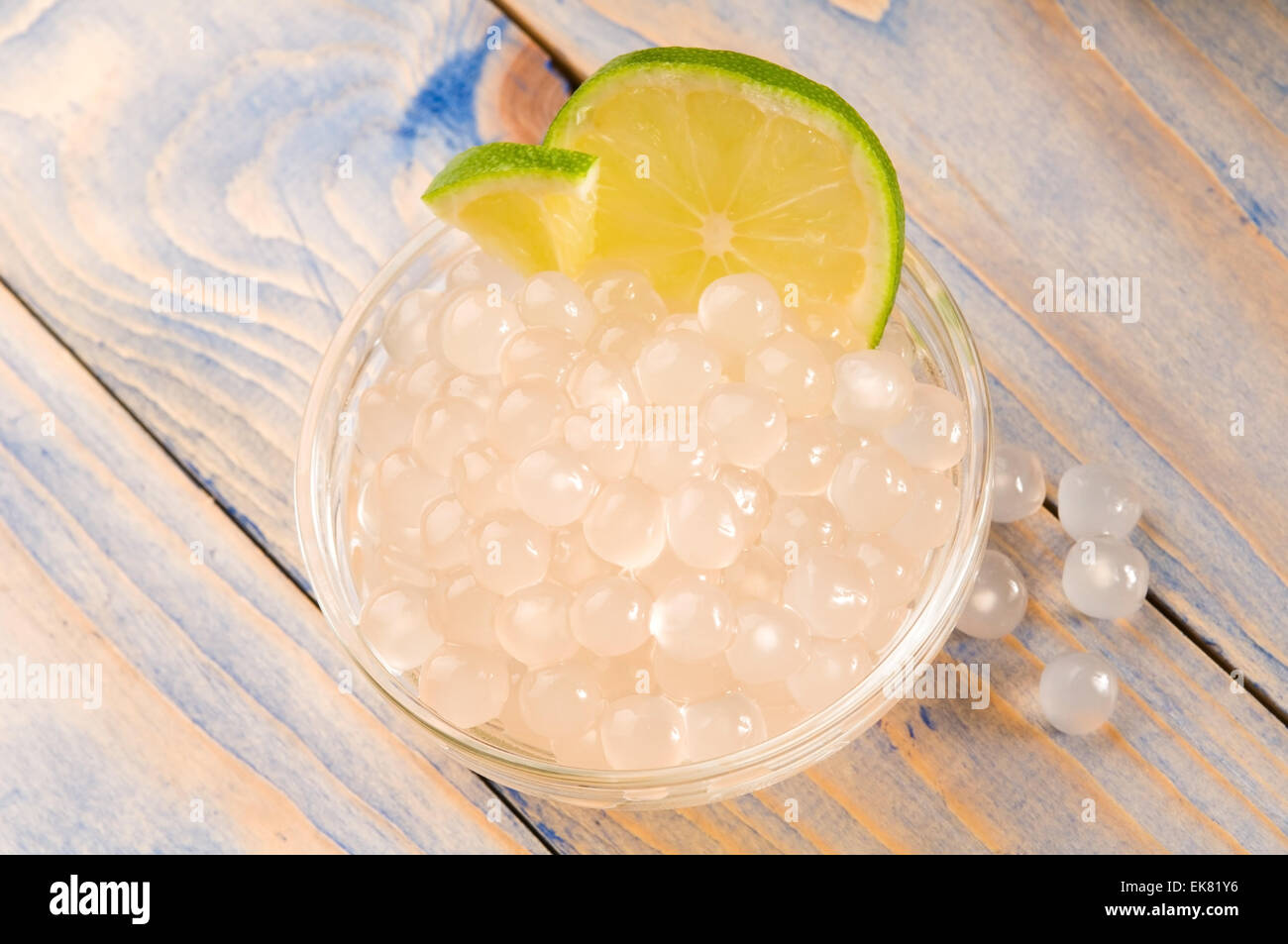 tapioca pearls with lime. white bubble tea ingredients Stock Photo - Alamy