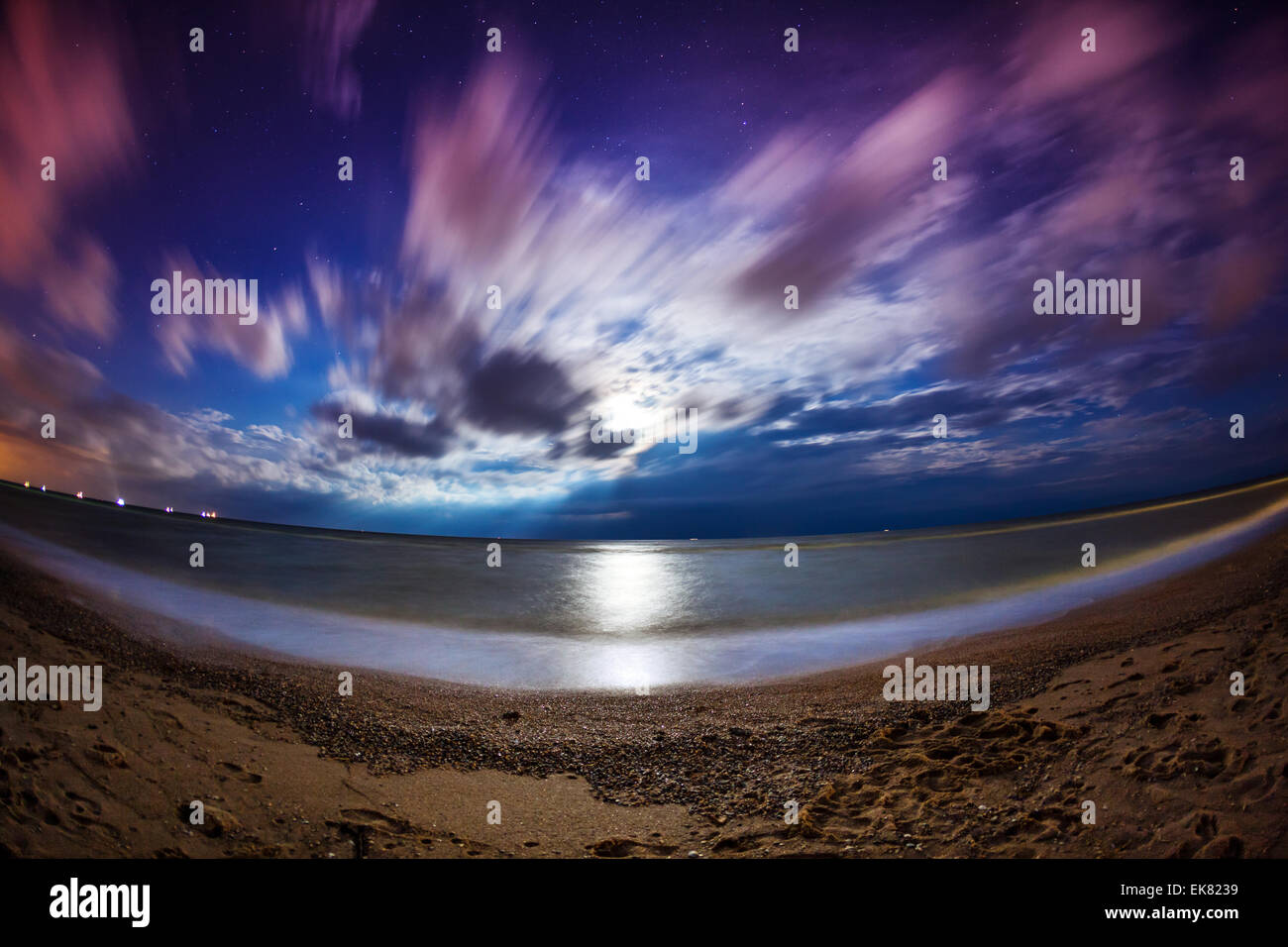 Beautiful summer night on the sea in Ukraine. Full moon Stock Photo - Alamy