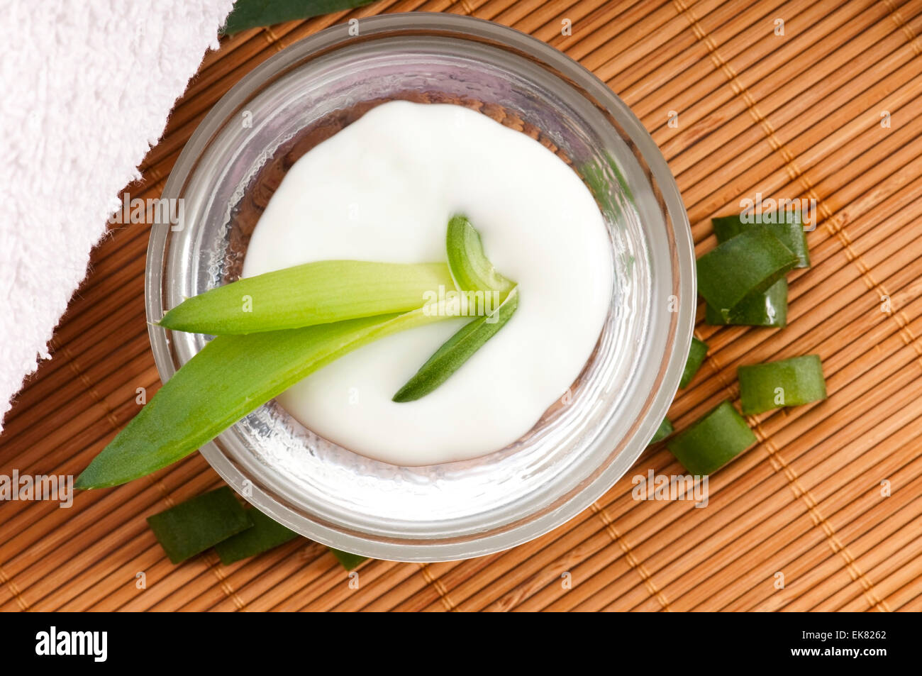 aloe vera - leaves and face cream Stock Photo - Alamy