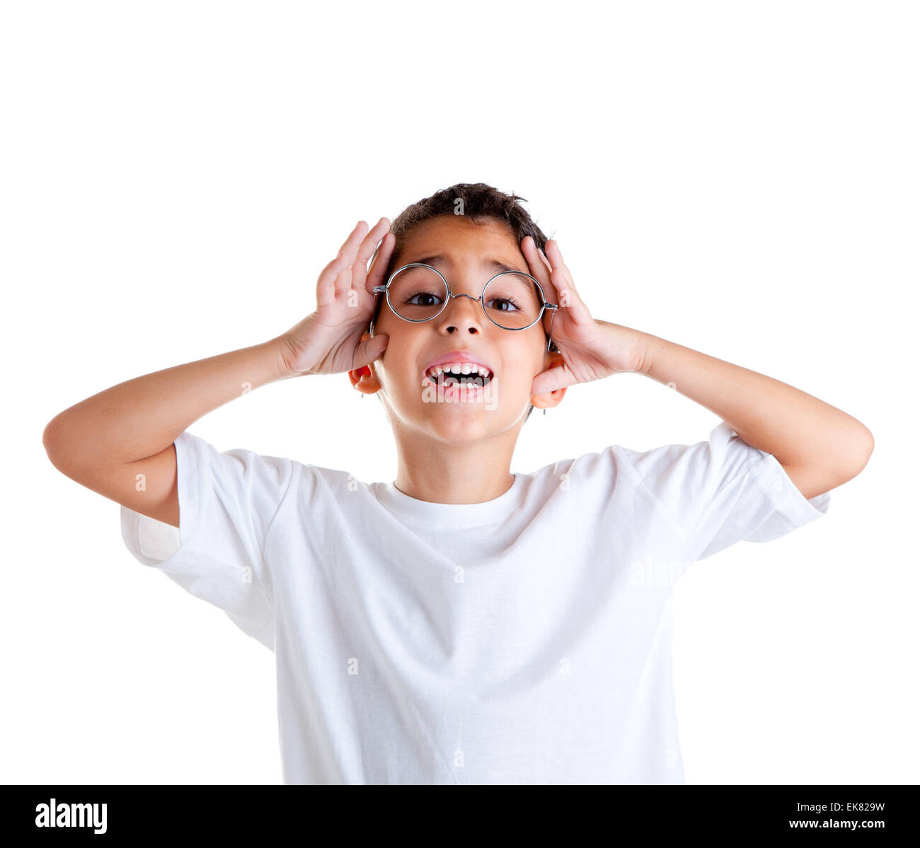 children nerd kid with glasses and happy expression Stock Photo - Alamy