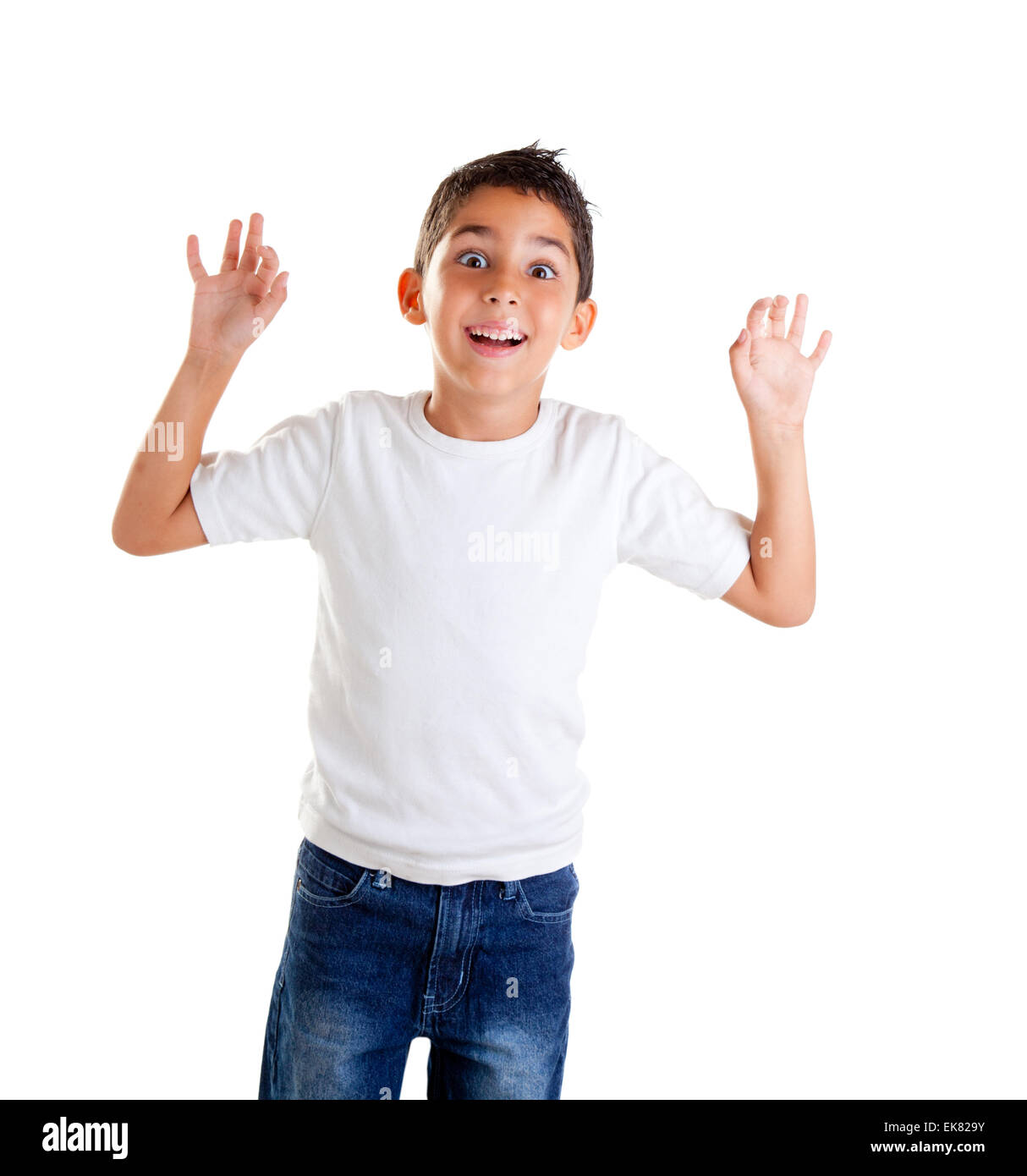 children with funny expression gesture open fingers Stock Photo - Alamy