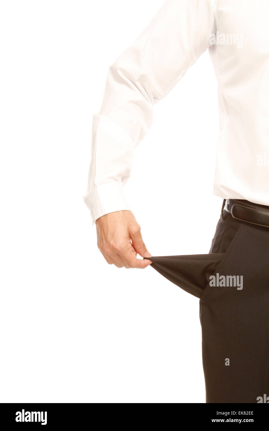 Businessman pulling out empty pockets hi-res stock photography and ...