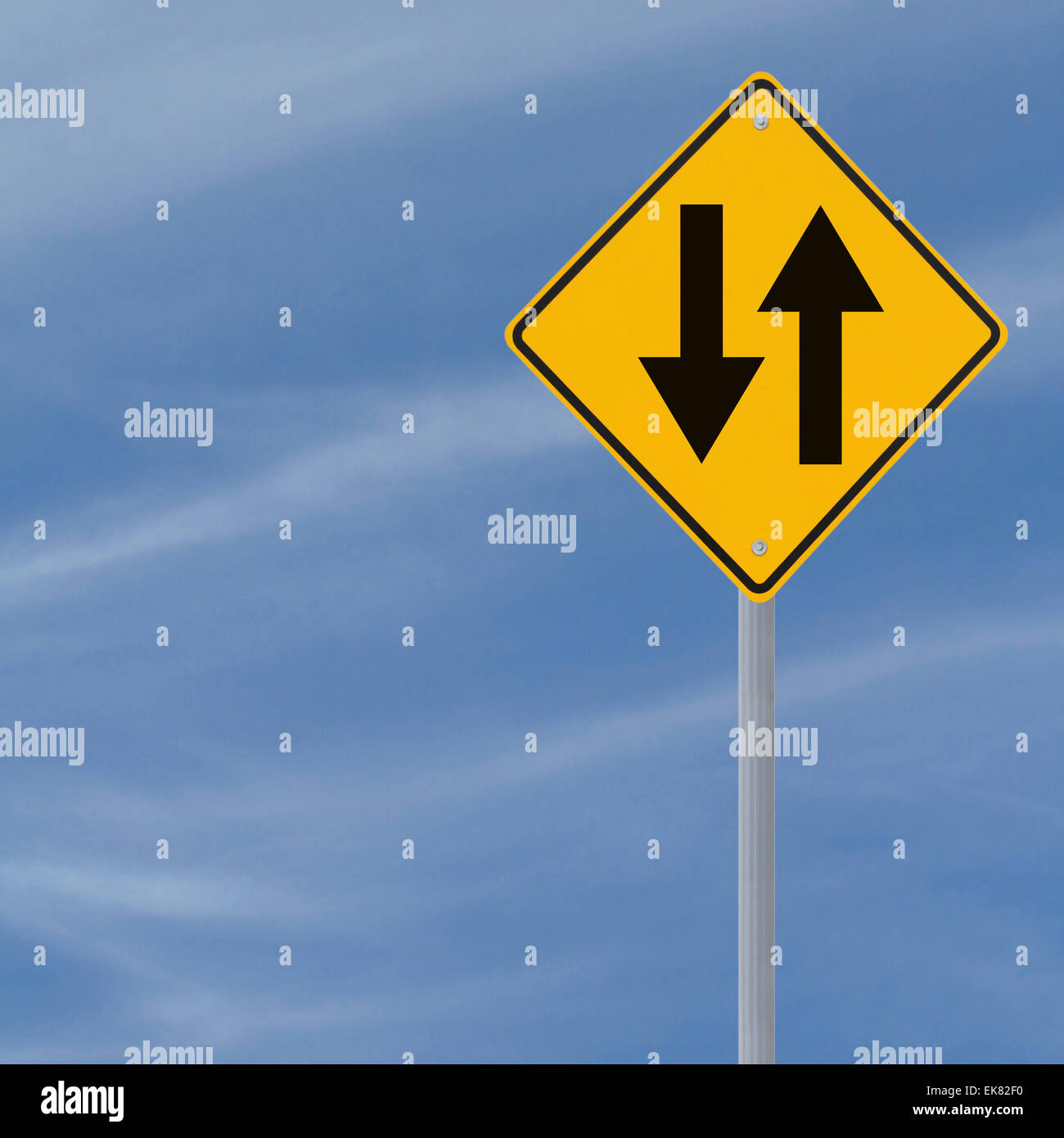 Two Way Road Ahead Stock Photo - Alamy