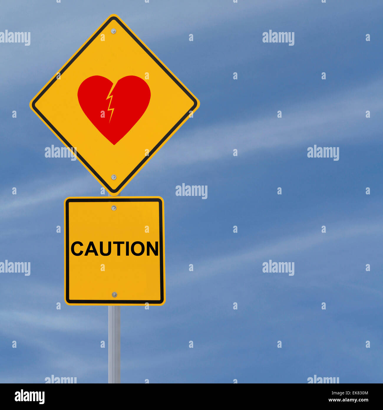 Heartbreak Warning Sign Stock Photo - Alamy