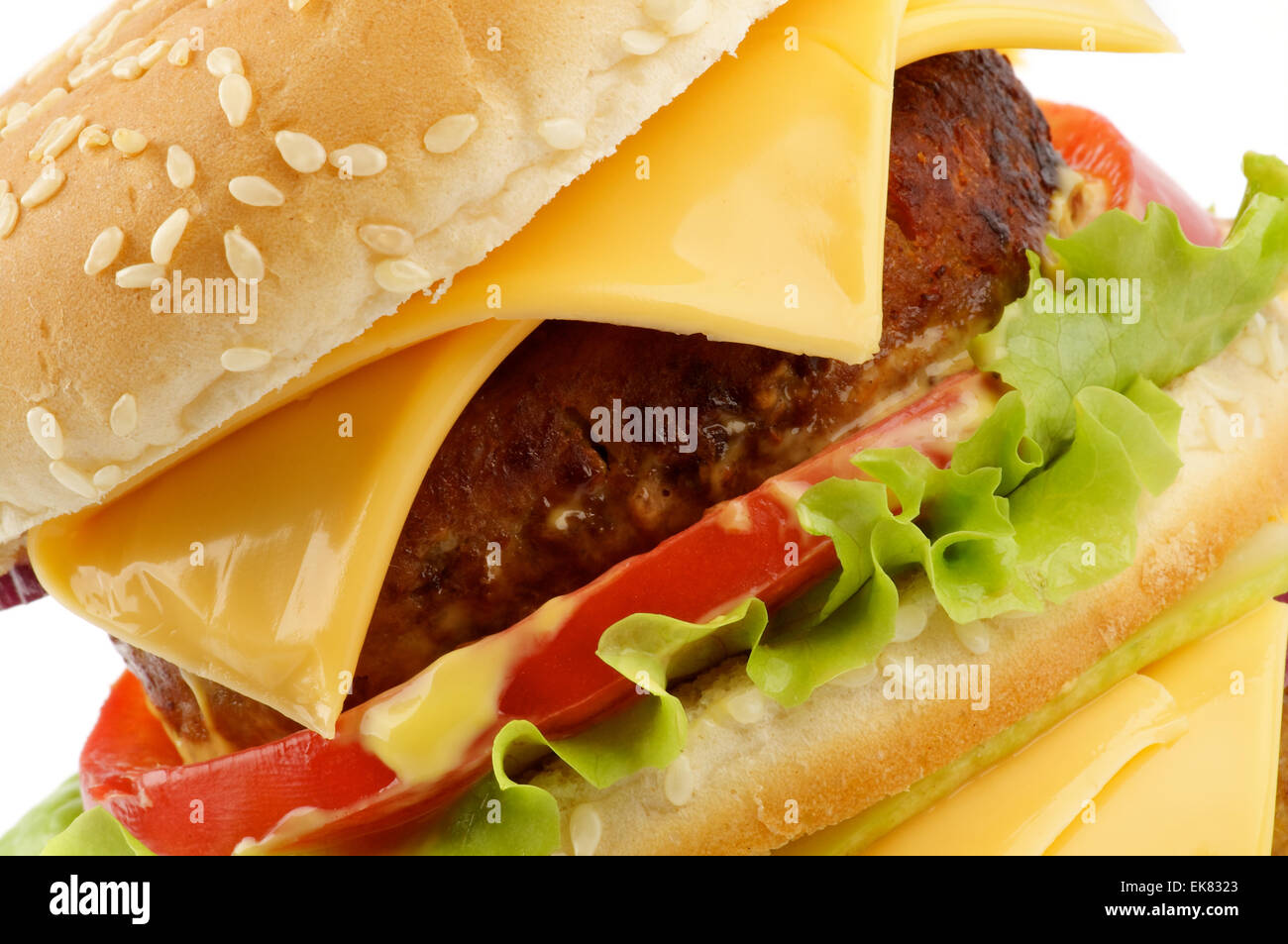 Tasty Cheeseburger clipping path Stock Photo - Alamy