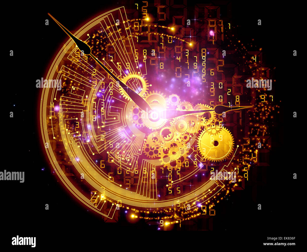 Golden clock gears hi-res stock photography and images - Alamy