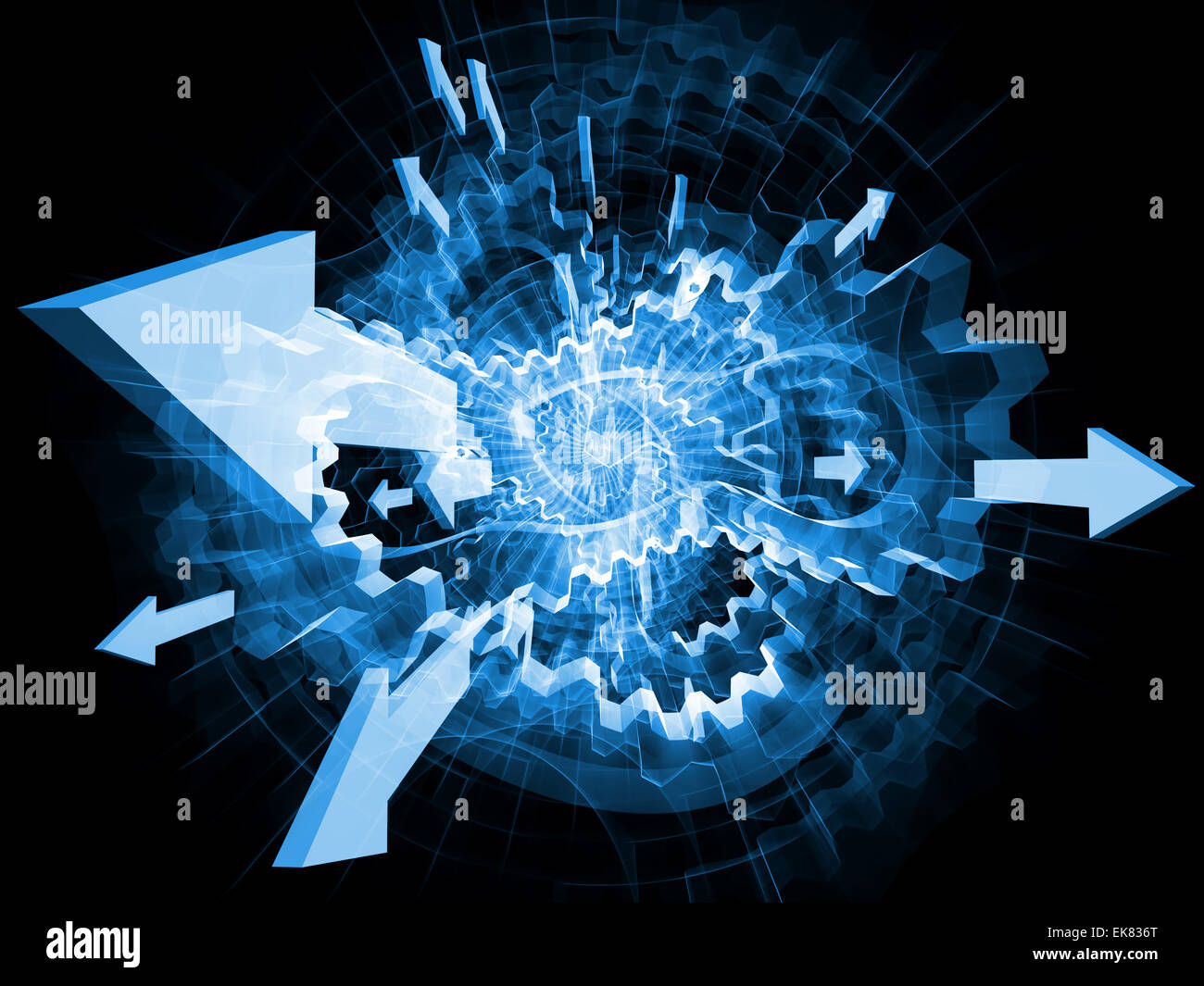 Arrows and gears Stock Photo - Alamy