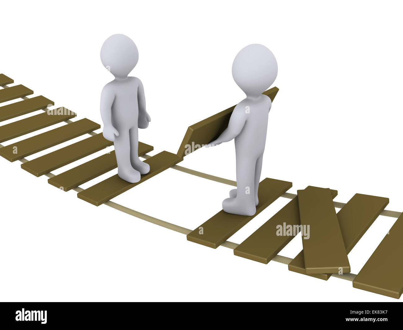 Person on bridge helping another Stock Photo - Alamy