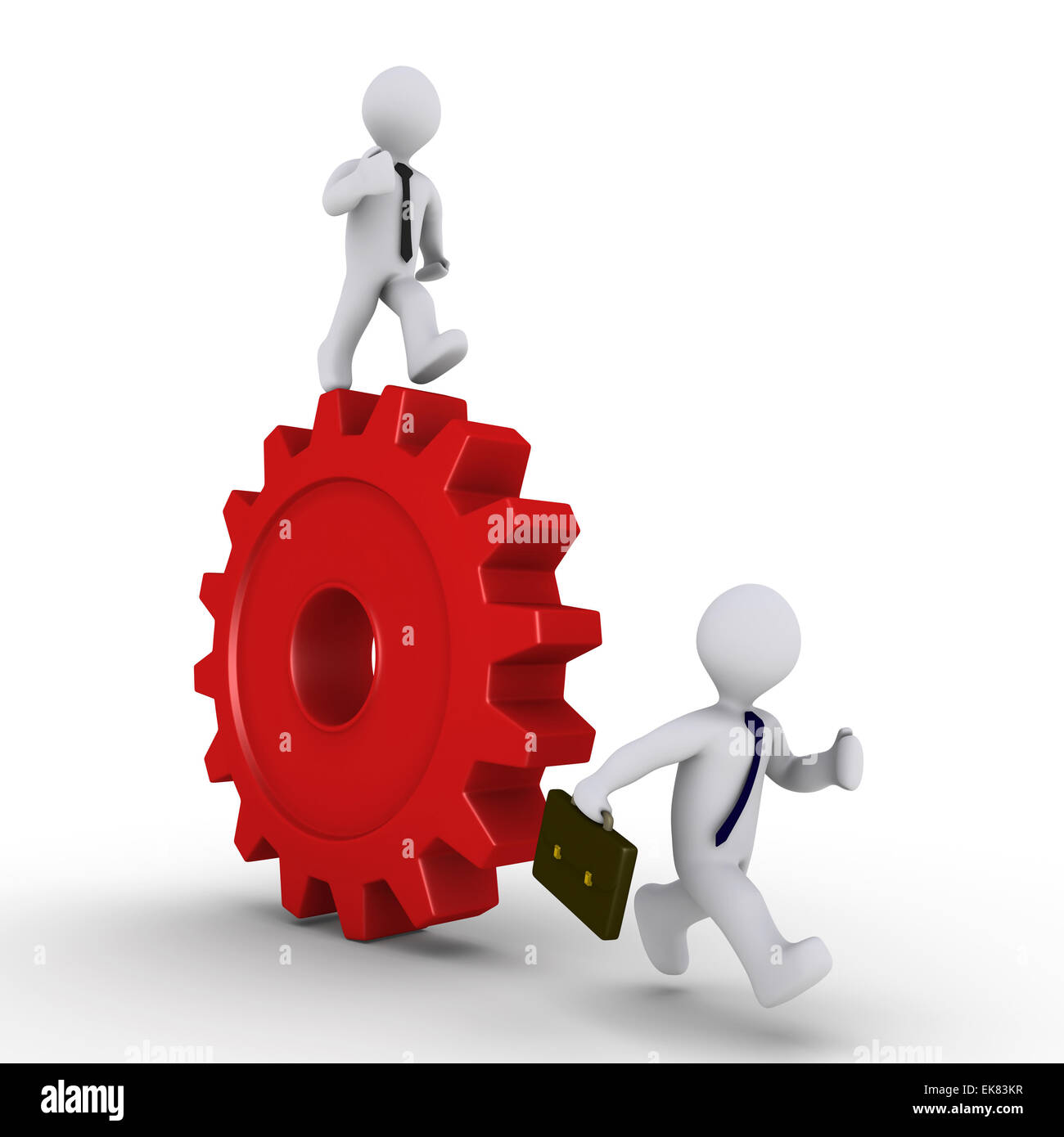 Manager on cog is chasing employee Stock Photo - Alamy