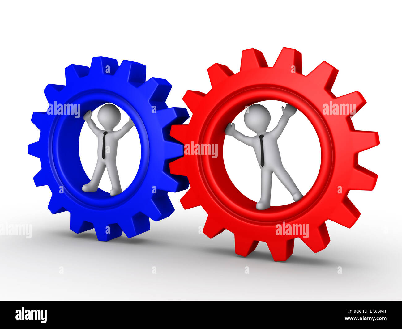 Connection of two different cog teams Stock Photo - Alamy