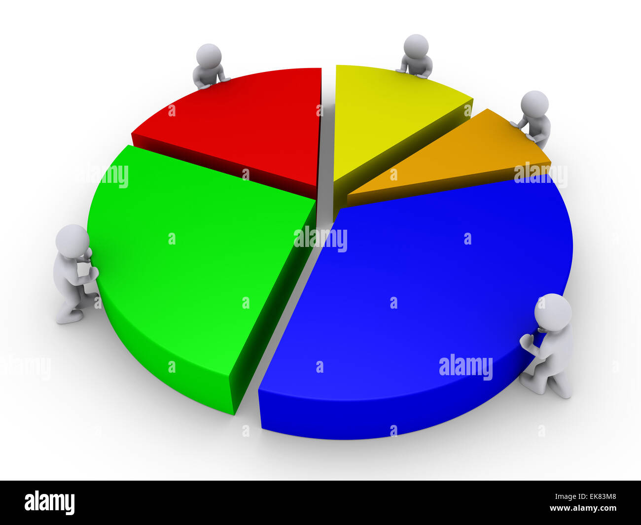 Five people complete pie chart Stock Photo - Alamy