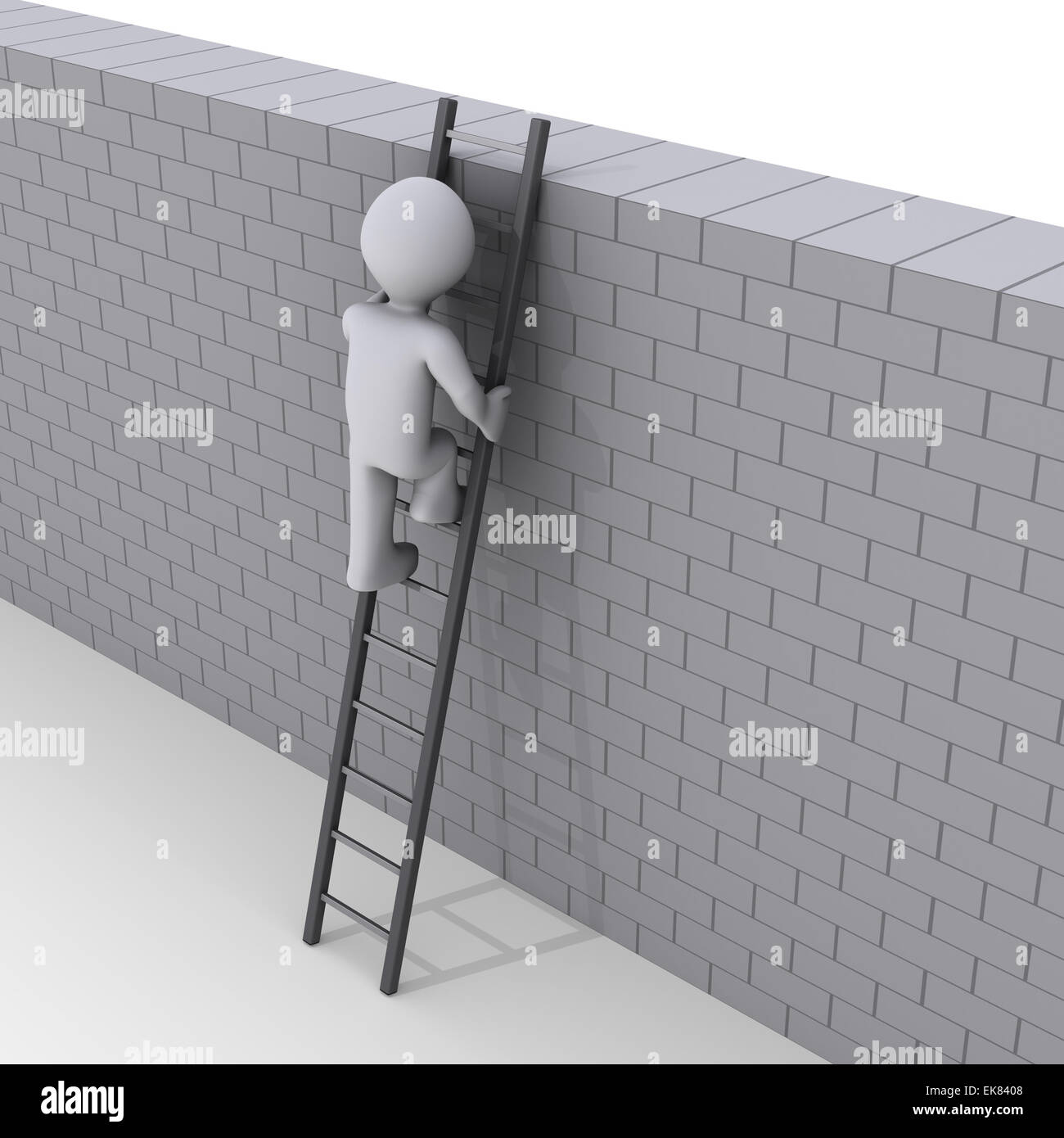 Person climbing ladder over a wall Stock Photo - Alamy