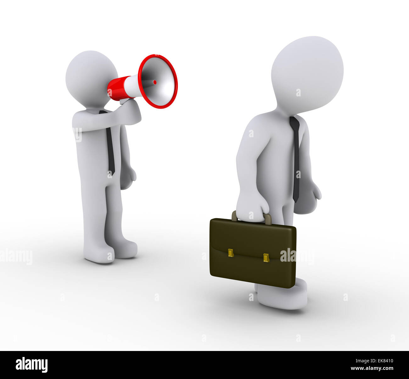 Manager firing employee with megaphone Stock Photo - Alamy