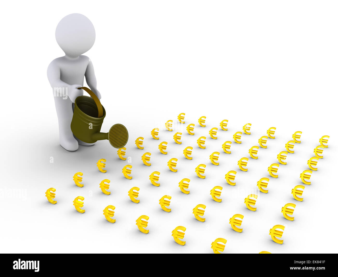 Person watering little euro signs Stock Photo - Alamy