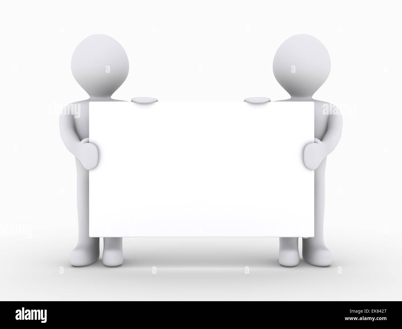 Two people are holding blank sign low Stock Photo - Alamy