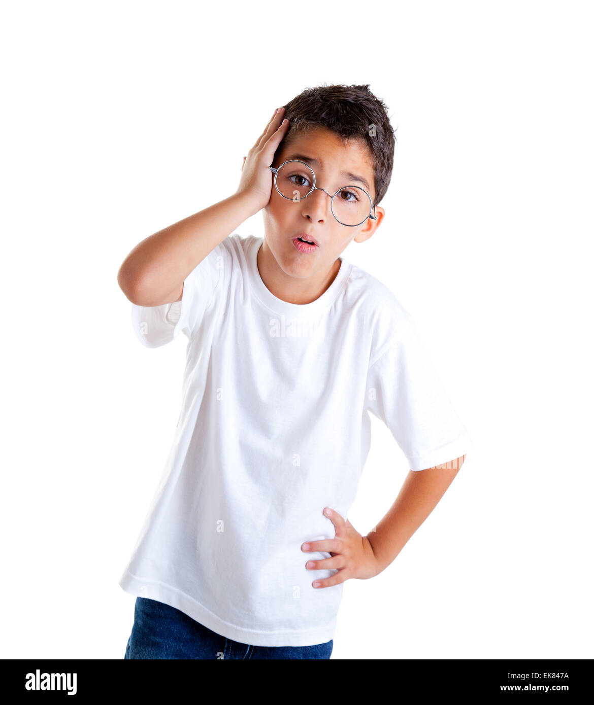 children nerd kid with glasses and silly expression Stock Photo - Alamy