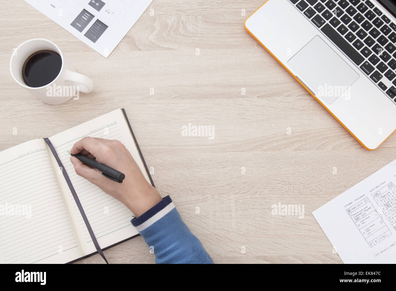 Workplace developer of mobile applications, laptop, notebook, hand ...