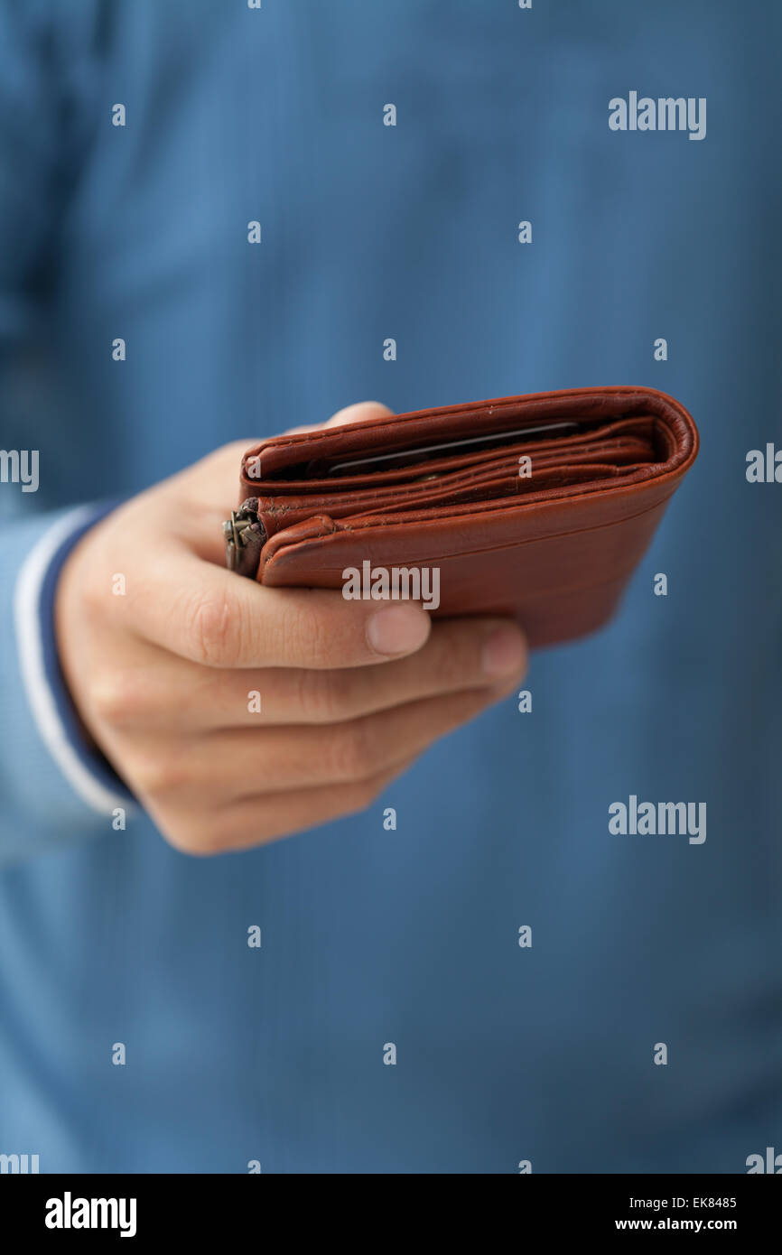 Brown leather purse in the hi-res stock photography and images - Alamy