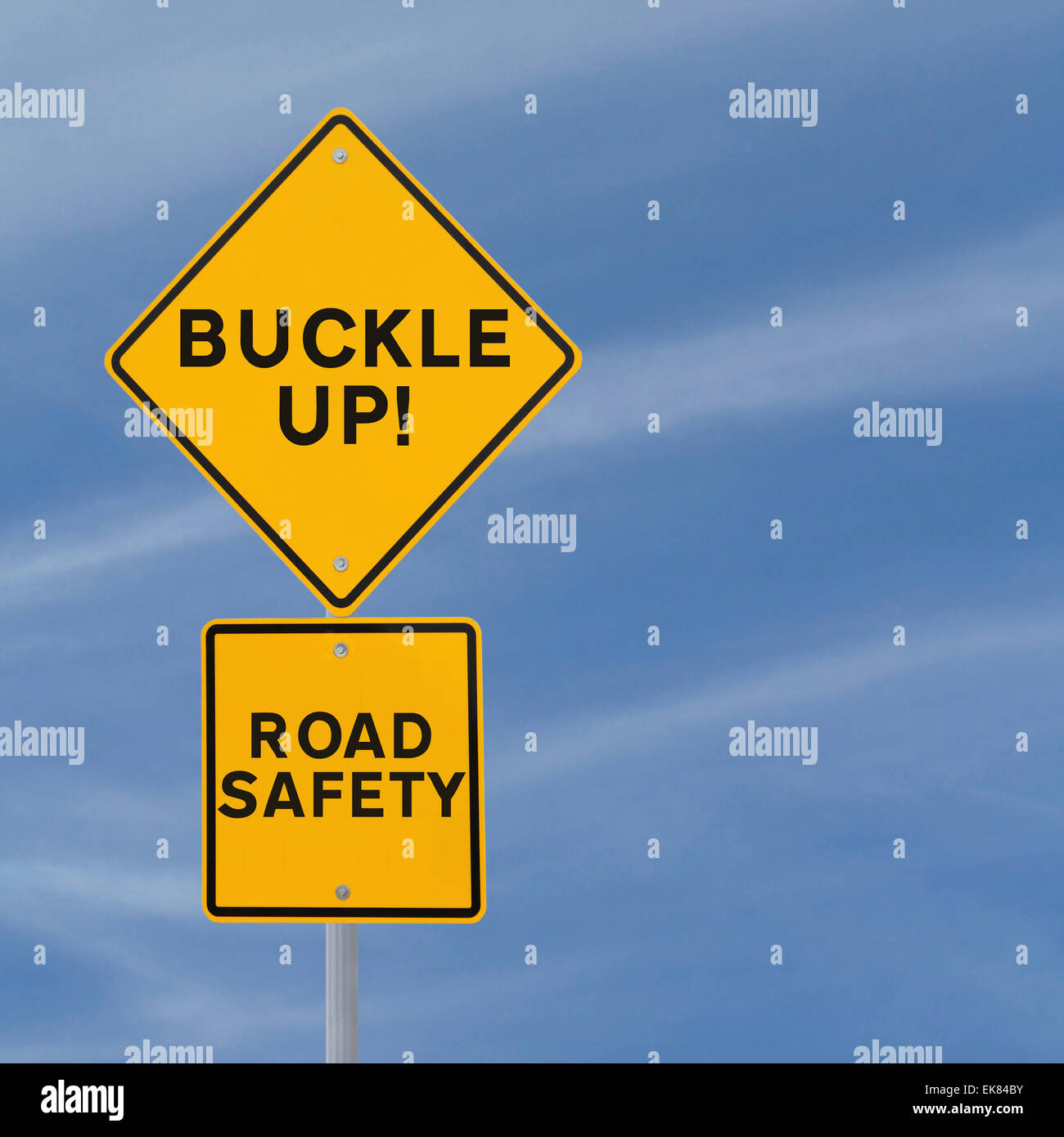 Buckle up road sign hi-res stock photography and images - Alamy