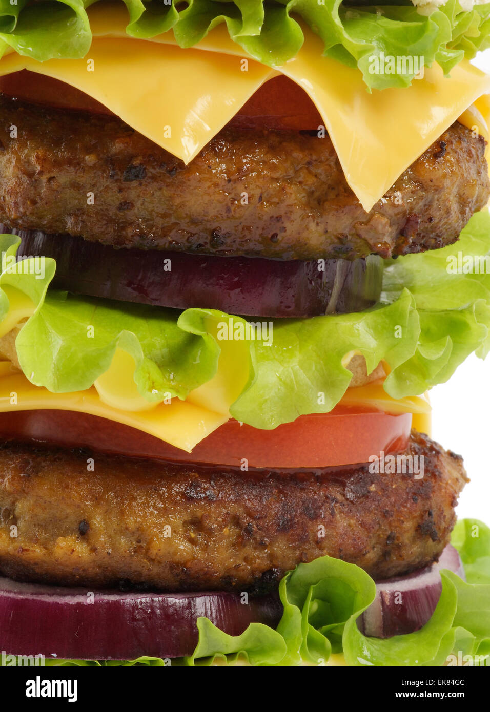 Tasty Double Cheeseburger close up Stock Photo - Alamy