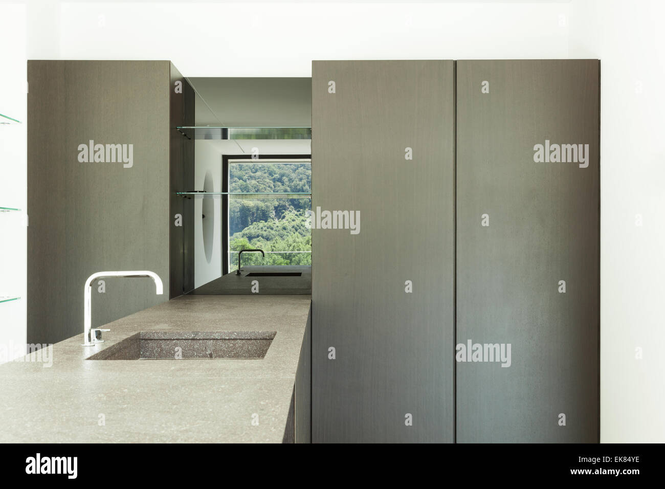 House, interior, modern architecture, kitchen view Stock Photo - Alamy