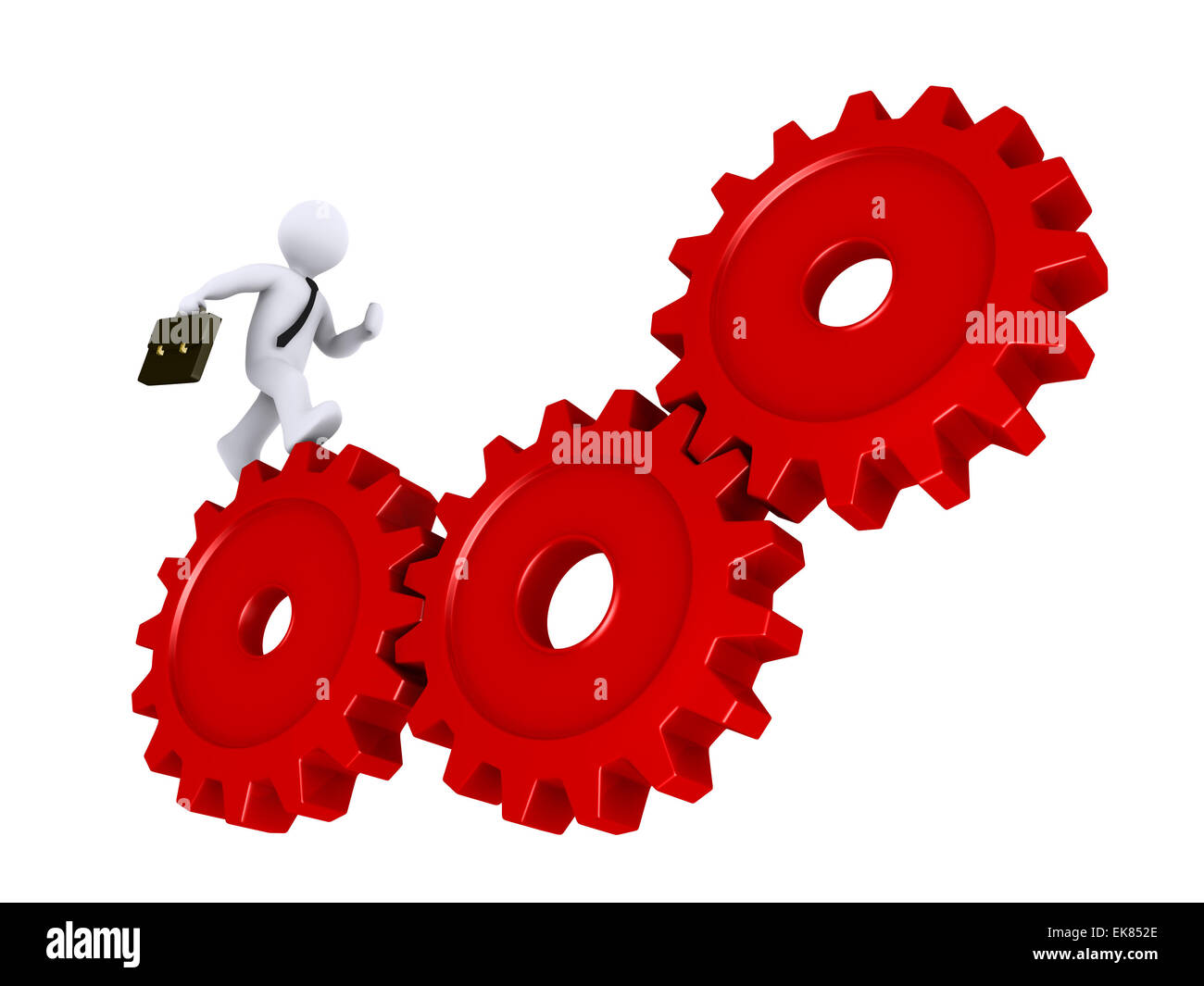 Businessman running on cogs Stock Photo - Alamy