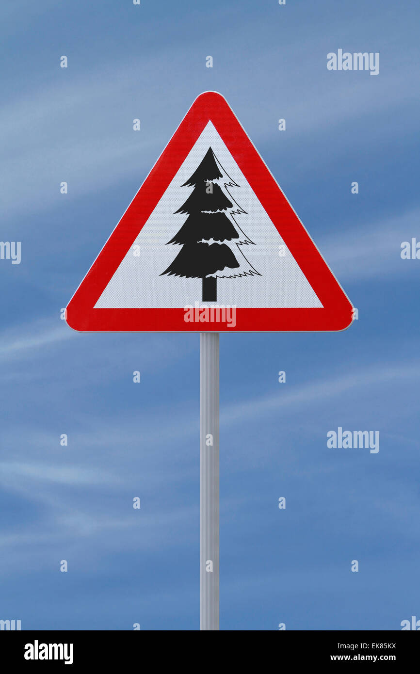 Christmas Tree Road Sign Stock Photo - Alamy
