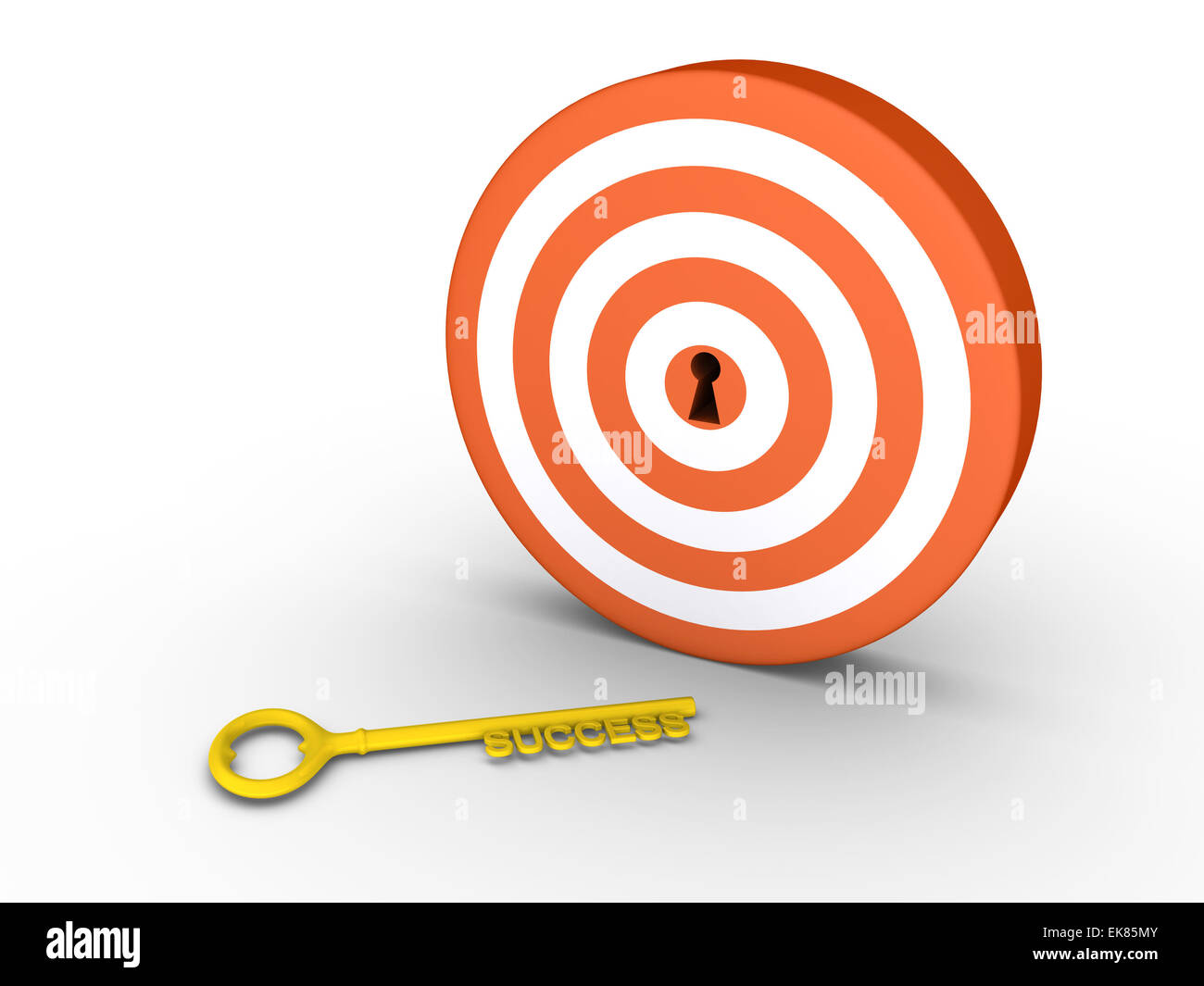 Target with keyhole and success-key on the ground Stock Photo - Alamy